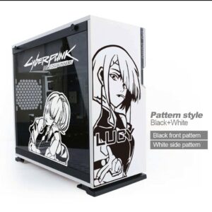 Cyberpunk: Edgerunners Sticker for PC Case,Anime Decor Decals for ATX Computer Chassis Skin,Waterproof Easy Removable (Black and White)