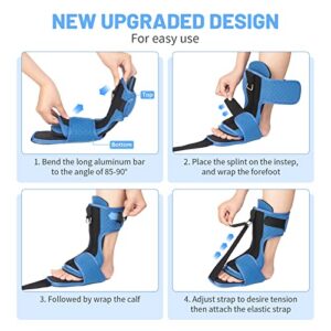 Sgrived Plantar Fasciitis Night Splint: Upgraded Plantar Fasciitis Brace with Arch Support - Dorsal Night Splint for Plantar Fasciitis Women Men - Dual Effective Plantar Fasciitis Relief Achilles Tendonitis Foot Drop Heel Pain Black-Blue