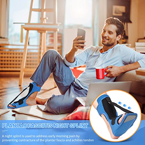 Sgrived Plantar Fasciitis Night Splint: Upgraded Plantar Fasciitis Brace with Arch Support - Dorsal Night Splint for Plantar Fasciitis Women Men - Dual Effective Plantar Fasciitis Relief Achilles Tendonitis Foot Drop Heel Pain Black-Blue