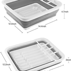 Otiyer Collapsible Dish Drying Rack for Kitchen Storage Tray Dinnerware Drainer Foldable Portable Dish Drying Rack for Kitchen RV Campers,Travel Trailer Save Space Easy to Store