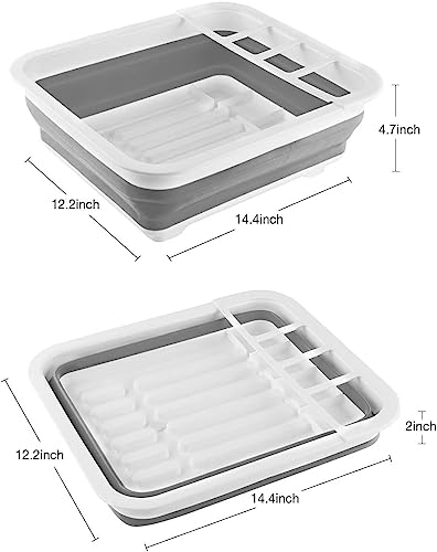 Otiyer Collapsible Dish Drying Rack for Kitchen Storage Tray Dinnerware Drainer Foldable Portable Dish Drying Rack for Kitchen RV Campers,Travel Trailer Save Space Easy to Store