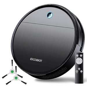 eicobot robot vacuum cleaner, 2300pa strong suction power, tangle-free, slim, quiet, 120 mins runtime, auto self-charging robotic vacuum cleaner ideal for low carpet, pet hair, hard floors, black