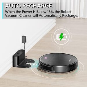 EICOBOT Robot Vacuum Cleaner, 2300Pa Strong Suction Power, Tangle-Free, Slim, Quiet, 120 Mins Runtime, Auto Self-Charging Robotic Vacuum Cleaner Ideal for Low Carpet, Pet Hair, Hard Floors, Black