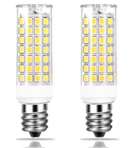 fesd ts e12 75 watt replacement led candelabra bulbs c7,3000k warm white,750lm t6 7w led e12 chandelier light bulbs for ceiling fan pendant lighting,dimmable,2 pack (daylight white 6000k)