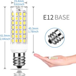 Fesd Ts E12 75 Watt Replacement LED Candelabra Bulbs C7,3000K Warm White,750LM T6 7W LED E12 Chandelier Light Bulbs for Ceiling Fan Pendant Lighting,Dimmable,2 Pack (Daylight White 6000k)