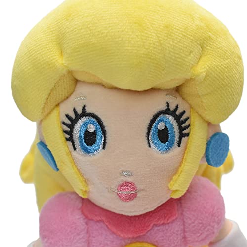 RGVV Super All Star Collection Princess Peach Plush Multicolor Pink Skirt Yellow Hair and Crown 10.6“