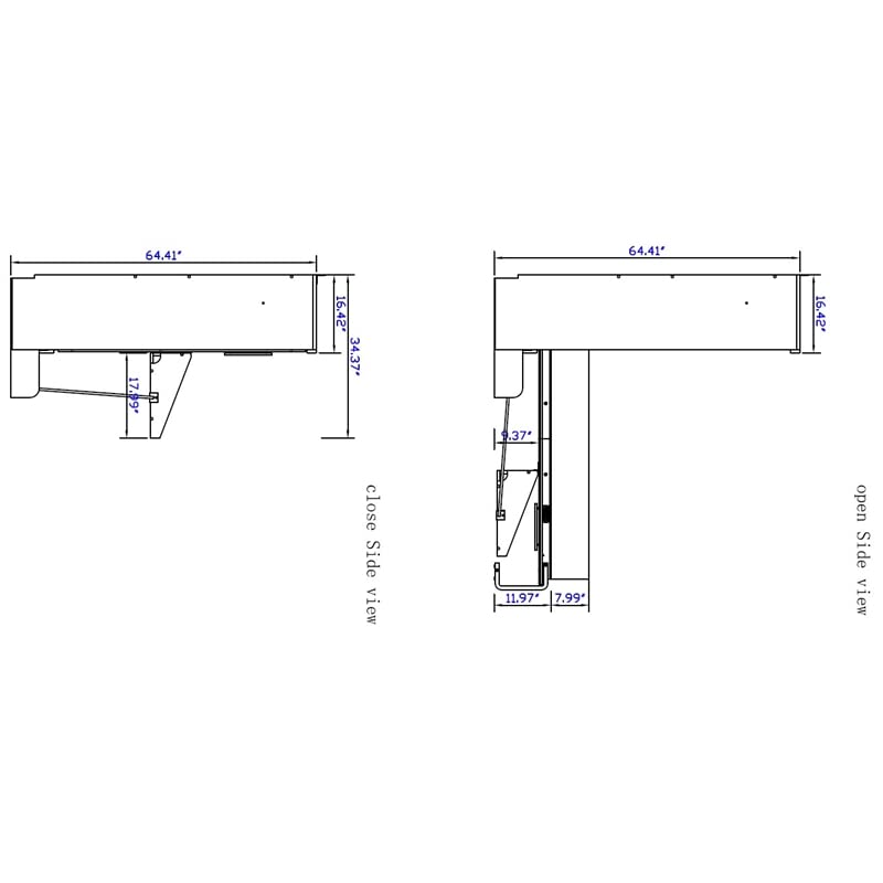 RoomAndLoft Brentwood Lateral Queen Solid Wood Murphy Deskbed in White