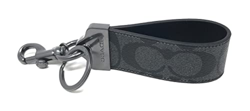 COACH Men's Loop Key Fob in Signature Canvas (Gunmetal - Charcoal)