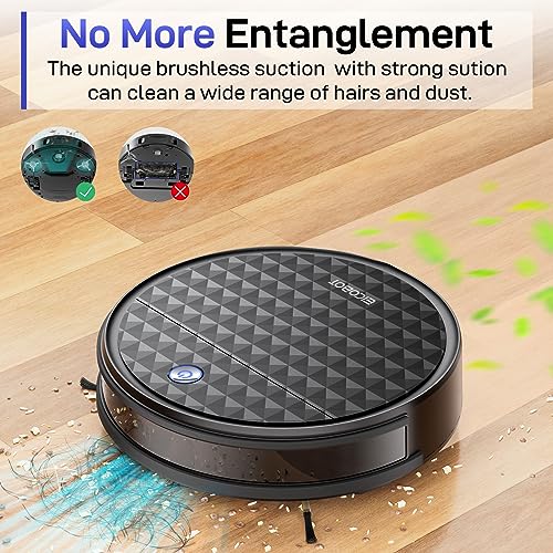 EICOBOT Robot Vacuum Cleaner,Tangle-Free Suction, Quite,Ultra Slim,Automatic Self-Charging,550ml Large Dustbin, Good for Pet Hair,Hard Floor and Low Pile Carpet,R20,Star Black