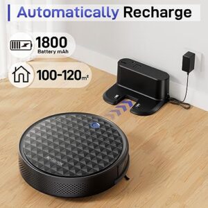 EICOBOT Robot Vacuum Cleaner,Tangle-Free Suction, Quite,Ultra Slim,Automatic Self-Charging,550ml Large Dustbin, Good for Pet Hair,Hard Floor and Low Pile Carpet,R20,Star Black