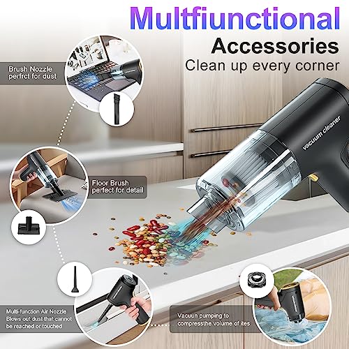 Tipcoo Portable Car Vacuum Cleaner - High Power 9000Pa Vacuum Cleaner and Air Duster,120W Rechargeable Cordless Car Vacuum,Mini Vacuum for Car,Office, Desktop, Pet Hair Cleaning, Home Cleaning