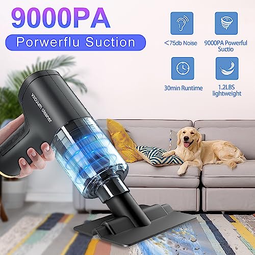 Tipcoo Portable Car Vacuum Cleaner - High Power 9000Pa Vacuum Cleaner and Air Duster,120W Rechargeable Cordless Car Vacuum,Mini Vacuum for Car,Office, Desktop, Pet Hair Cleaning, Home Cleaning