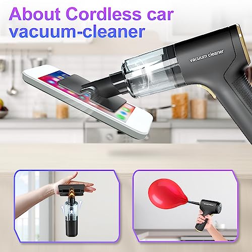 Tipcoo Portable Car Vacuum Cleaner - High Power 9000Pa Vacuum Cleaner and Air Duster,120W Rechargeable Cordless Car Vacuum,Mini Vacuum for Car,Office, Desktop, Pet Hair Cleaning, Home Cleaning