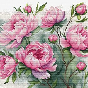 Luca-S Cross Stitch Kit The Charm of Peonies, Counted Cross Stitch Kit for Adults, Embroidery Kit, B7019