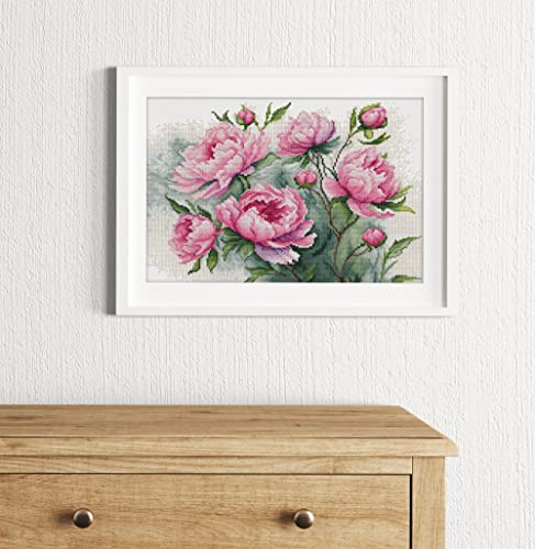 Luca-S Cross Stitch Kit The Charm of Peonies, Counted Cross Stitch Kit for Adults, Embroidery Kit, B7019