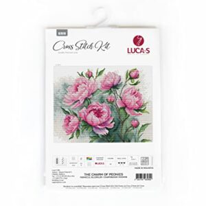 Luca-S Cross Stitch Kit The Charm of Peonies, Counted Cross Stitch Kit for Adults, Embroidery Kit, B7019