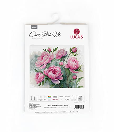 Luca-S Cross Stitch Kit The Charm of Peonies, Counted Cross Stitch Kit for Adults, Embroidery Kit, B7019