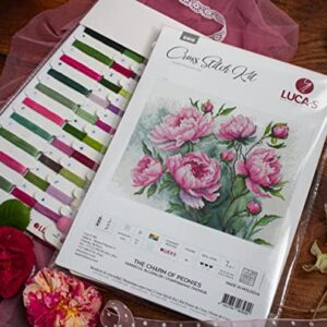 Luca-S Cross Stitch Kit The Charm of Peonies, Counted Cross Stitch Kit for Adults, Embroidery Kit, B7019