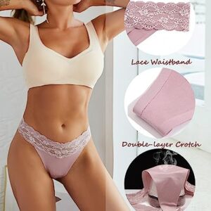 ALL OF ME Seamless Thongs Underwear Women Sexy Panties V-shape Lace Waistband T-back Tangas for Ladies 6 Pack S-XL