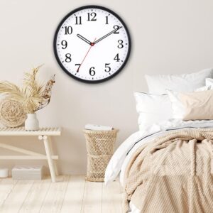 Wall Clock Modern 9 Inch Battery Operated Wall Clocks - Silent Non Ticking Classic Small Analog Clock for Office, Home, Bathroom, Kitchen, Bedroom, School, Living Room(Black)