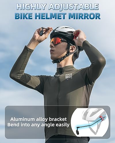 ROCKBROS Bike Helmet Mirror, Aluminum Alloy Moldable Frame, Detachable Fixing Way, Cycling Mirror Fit 90% Bicycle Helmet, Lightweight, Bike Accessories