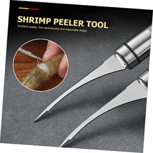 DOITOOL 2pcs Stainless Steel Shrimp Wire Knife Metal Cleaner Prawn Peeler Shrimp Deveiner Crab Shell Peeler Kitchen Seafood Gadget Shrimp Line Cutters Shrimp Peeling Tool Stainless Steel