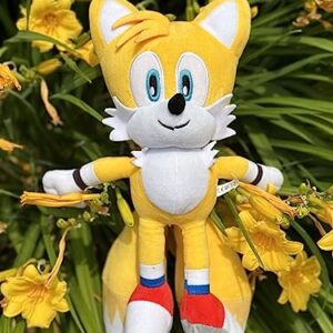 Adenzai Yellow Sonic Plush Action Figure Animal Hedgehog Super Sonic Ray Flying Squirrel Movie Plush Gift Plush for Kids Boys & Girls Sonic The Hedgehog Toy Tails Plush, Knuckles Plush 12 Inches