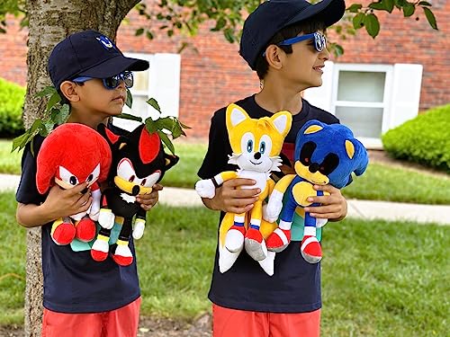 Adenzai Yellow Sonic Plush Action Figure Animal Hedgehog Super Sonic Ray Flying Squirrel Movie Plush Gift Plush for Kids Boys & Girls Sonic The Hedgehog Toy Tails Plush, Knuckles Plush 12 Inches