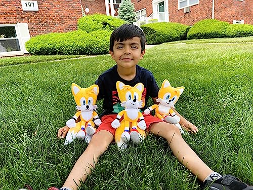 Adenzai Yellow Sonic Plush Action Figure Animal Hedgehog Super Sonic Ray Flying Squirrel Movie Plush Gift Plush for Kids Boys & Girls Sonic The Hedgehog Toy Tails Plush, Knuckles Plush 12 Inches