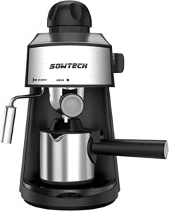 sowtech steam espresso machine espresso maker cappuccino latte machine with steam milk frother and mug 3.5 bar 4 cup