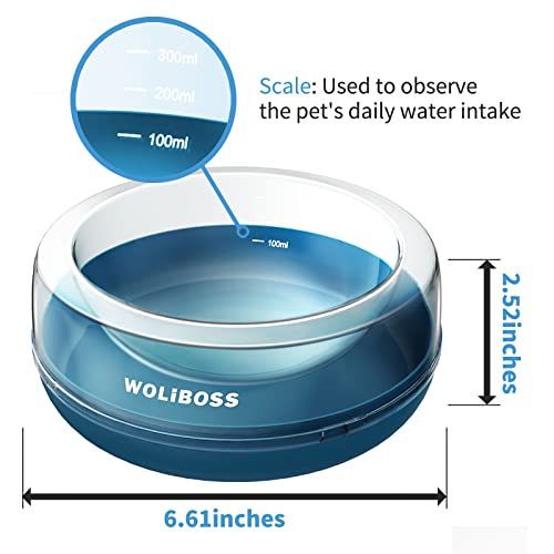 12oz 2 in 1 Cat Water Bowl Dog Water Bowl - Cat Food Bowl & Whisker Fatigue Cat Bowl Plate for Indoor Outdoor, Detachable Wobble Dog Interactive Cat Bowls, Pet Travel Bowls Blue