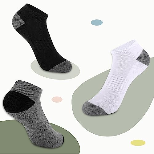 Comfoex 10 Pairs Boys Socks 4-6 6-8 8-10 Years Old Low Cut Ankle Athletic Socks For Kids Short Half Cushioned Socks