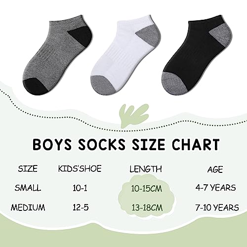 Comfoex 10 Pairs Boys Socks 4-6 6-8 8-10 Years Old Low Cut Ankle Athletic Socks For Kids Short Half Cushioned Socks