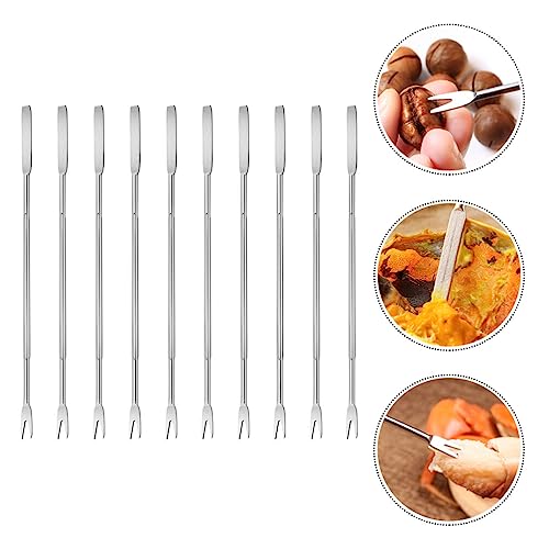 Multitools 10pcs Seafood Forks Picks Stainless Steel Crab Peeling Needle Nut Picker Tool Seafood Plier Walnut Tools Lobster Crab Leg Plier Crab Picks Household Tools