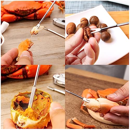 Multitools 10pcs Seafood Forks Picks Stainless Steel Crab Peeling Needle Nut Picker Tool Seafood Plier Walnut Tools Lobster Crab Leg Plier Crab Picks Household Tools