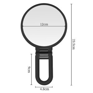 1X 15X Magnifying Hand Held Mirror,Double Side Folding Hand Mirror for Women with Adjustable Handle,Travel Table Desk Shaving Bathroom (Black)