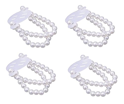 4Pcs Elastic Pearl Wrist Corsage Bands Wristlets Stretch Pearl Wedding Wristband Faux Pearl Bead Corsage Accessories Bracelets DIY Wrist Bands for Wedding Party Prom Bride Bridesmaid Handmade Corsage