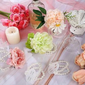 4Pcs Elastic Pearl Wrist Corsage Bands Wristlets Stretch Pearl Wedding Wristband Faux Pearl Bead Corsage Accessories Bracelets DIY Wrist Bands for Wedding Party Prom Bride Bridesmaid Handmade Corsage