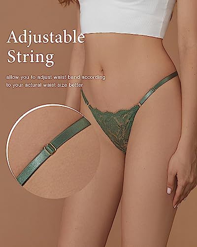 SHARICCA Lace G-String Thongs for Women Comfort Sexy Underwear Breathable T-back Thongs Panties Pack, 3P04,M