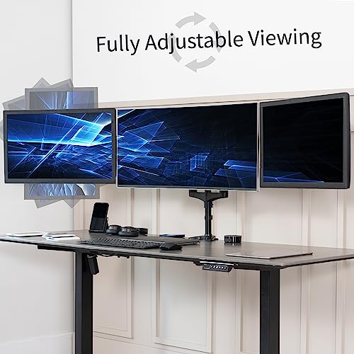 VIVO Triple Monitor Height Adjustable Desk Mount, 2 Pneumatic Arms, 1 Fixed, Counterbalance Stand, 17.6 lbs Weight Capacity per Screen, Max VESA 100x100, Fits up to 32 inch Screens, Black, STAND-V300G