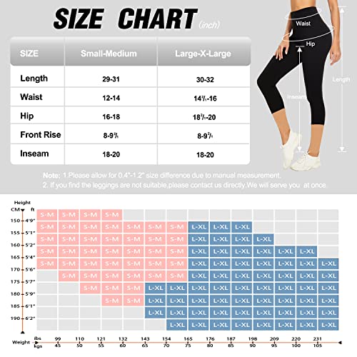 we fleece Women’s Soft Capri Leggings for Women-High Waisted Tummy Control Non See Through Workout Running Black Leggings Yoga Pants (White, Small-Medium)