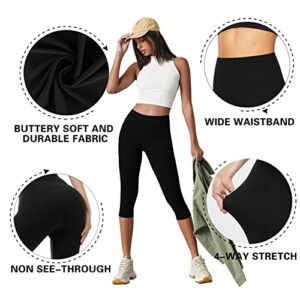 we fleece Women’s Soft Capri Leggings for Women-High Waisted Tummy Control Non See Through Workout Running Black Leggings Yoga Pants (White, Small-Medium)