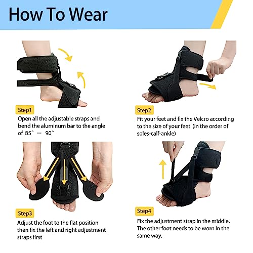 2 Pack Plantar Fasciitis Night Splint|Plantar Fasciitis Brace|Achilles Tendonitis Brace,Relieve Foot Pain Morning Foot Pain Plantar Fasciitis Achilles Tendinitis Foot Drop, Women & Men (Black)