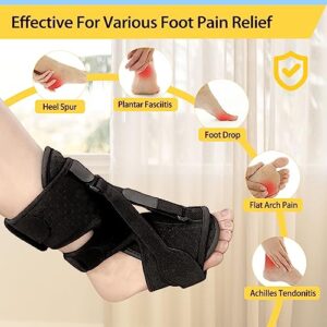 2 Pack Plantar Fasciitis Night Splint|Plantar Fasciitis Brace|Achilles Tendonitis Brace,Relieve Foot Pain Morning Foot Pain Plantar Fasciitis Achilles Tendinitis Foot Drop, Women & Men (Black)