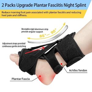 2 Pack Plantar Fasciitis Night Splint|Plantar Fasciitis Brace|Achilles Tendonitis Brace,Relieve Foot Pain Morning Foot Pain Plantar Fasciitis Achilles Tendinitis Foot Drop, Women & Men (Black)