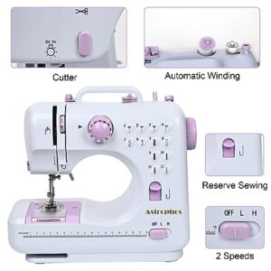 Mini Sewing Machine for Beginners (Includes Cover with Storage Pockets, Extension Table And Sewing supplies set) by Astrophos AP-051-A1