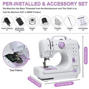 Mini Sewing Machine for Beginners (Includes Cover with Storage Pockets, Extension Table And Sewing supplies set) by Astrophos AP-051-A1