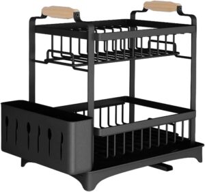 mcuiatn dish drying rack -multifunctional dish rack (black)