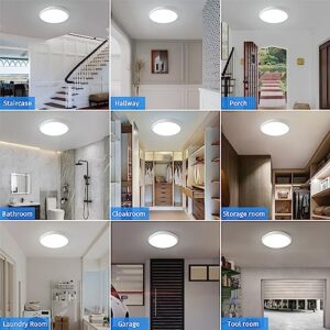 9inch Motion Sensor LED Ceiling Light, 18W 6000K 1800LM Flush Mount Round Lighting Fixture for Indoor/Outdoor IP54 Waterproof for Hallway, Laundry Room, Front Porch, Closet, Stairway, Basement (White)