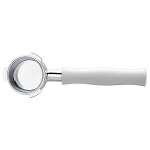 normcore 51mm naked bottomless portafilter 3 ears fits delonghi dedica ec680 and ec685, and smeg & eupa coffee machines - non-stick coating white anodized aluminum handle - included portafilter basket